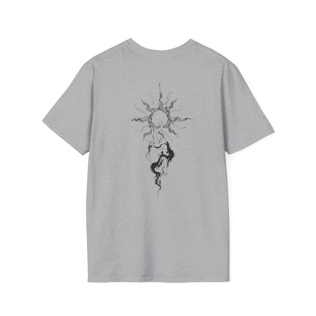 Sun and Serpent Graphic T-Shirt — Minimal Black Ink Back Print – Athari